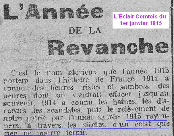 À dater du 1er janvier 1915, deux journaux locaux utilisables pour ce ...